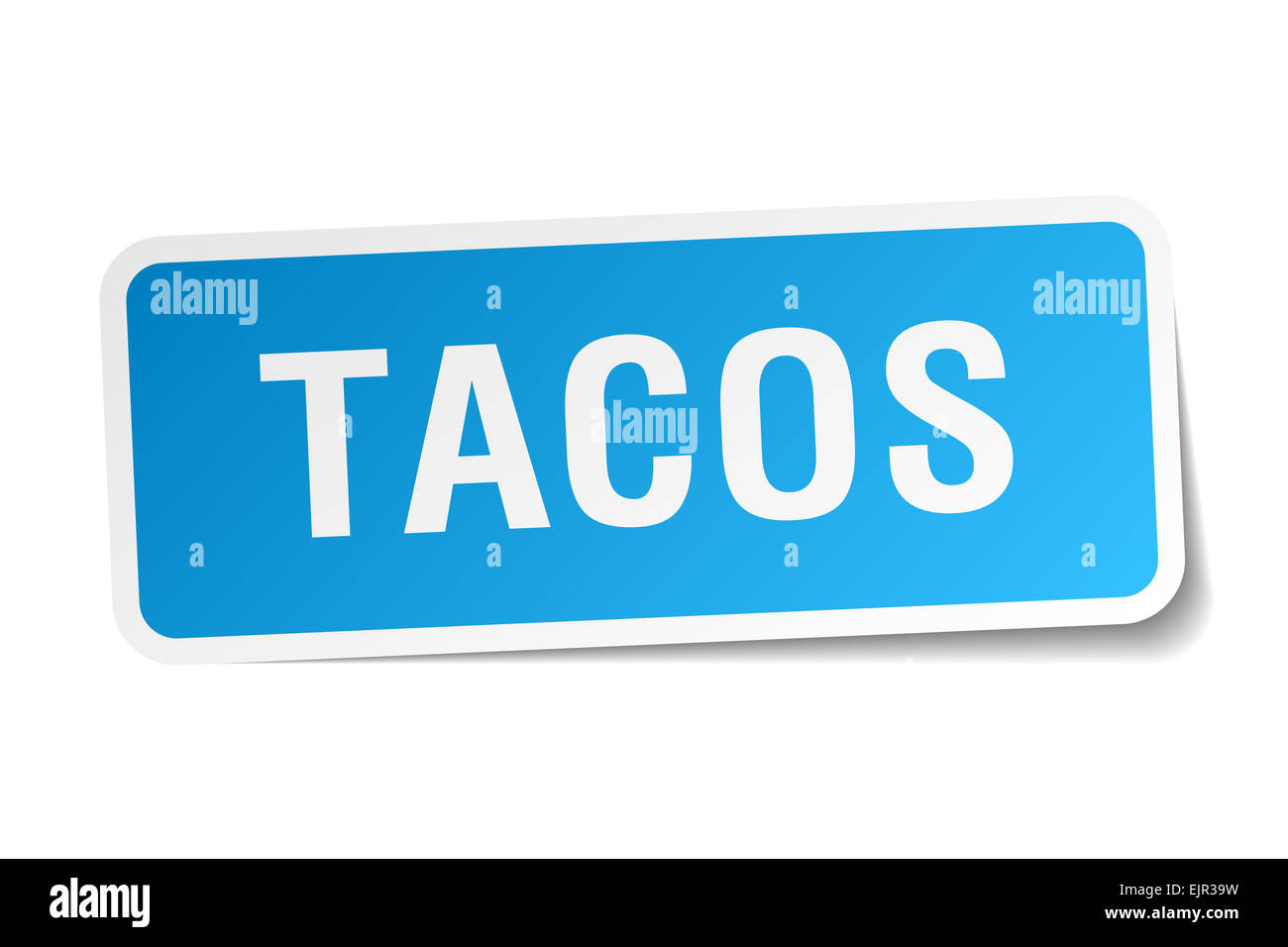 tacos blue square sticker isolated on white Stock Photo - Alamy