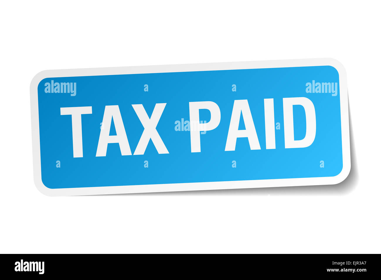 tax paid blue square sticker isolated on white Stock Photo - Alamy