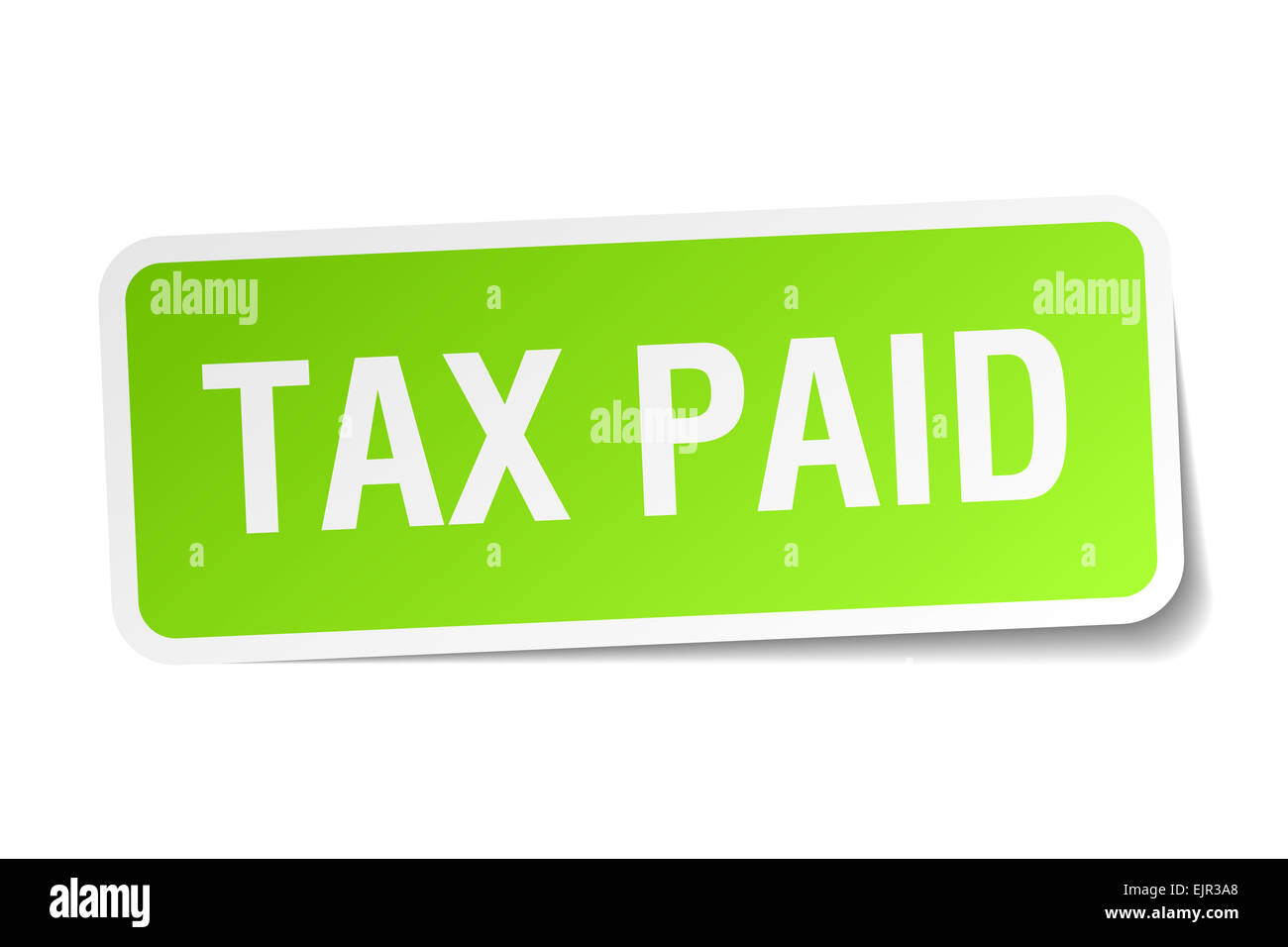 tax paid green square sticker on white background Stock Photo - Alamy
