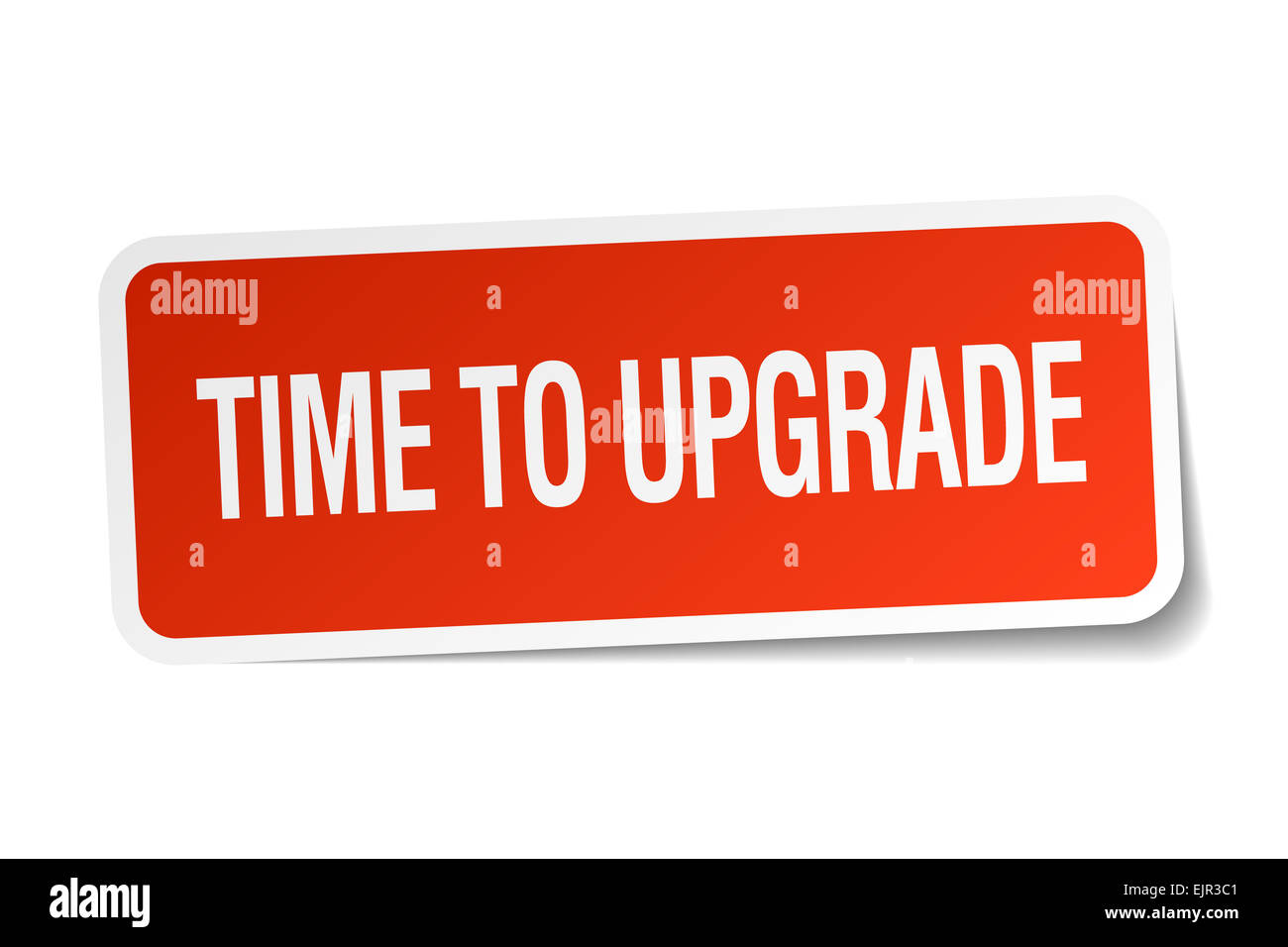 time to upgrade red square sticker isolated on white Stock Photo - Alamy