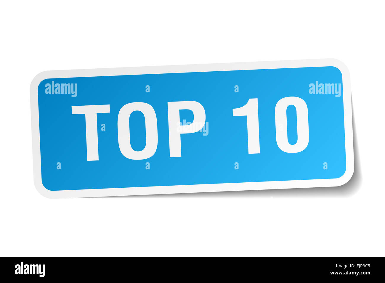 top 10 blue square sticker isolated on white Stock Photo - Alamy