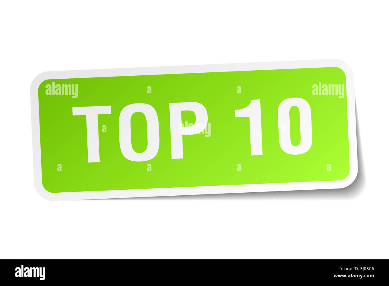 top 10 green square sticker on white background Stock Photo - Alamy