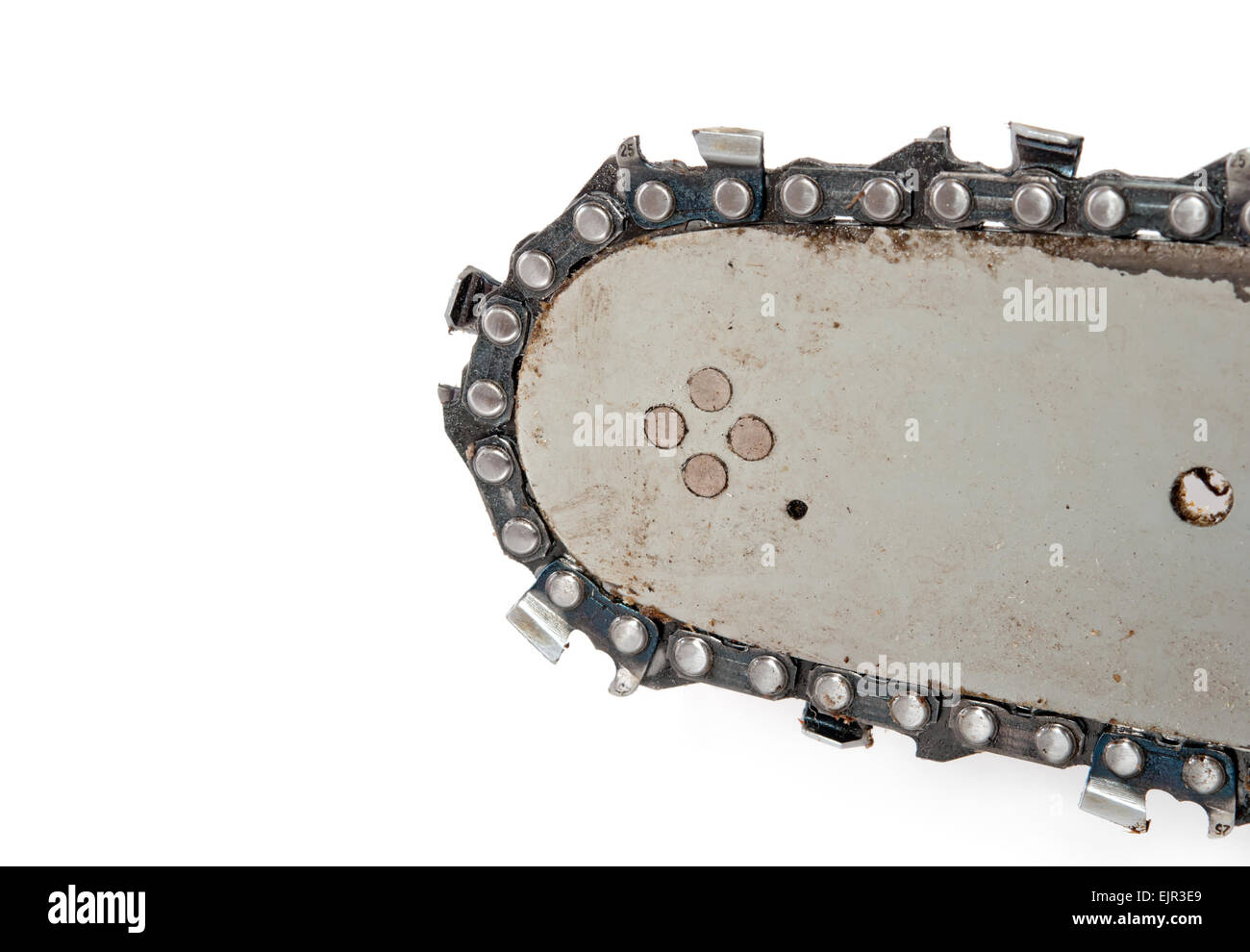 Detail of the chainsaw isolated on the white background Stock Photo - Alamy