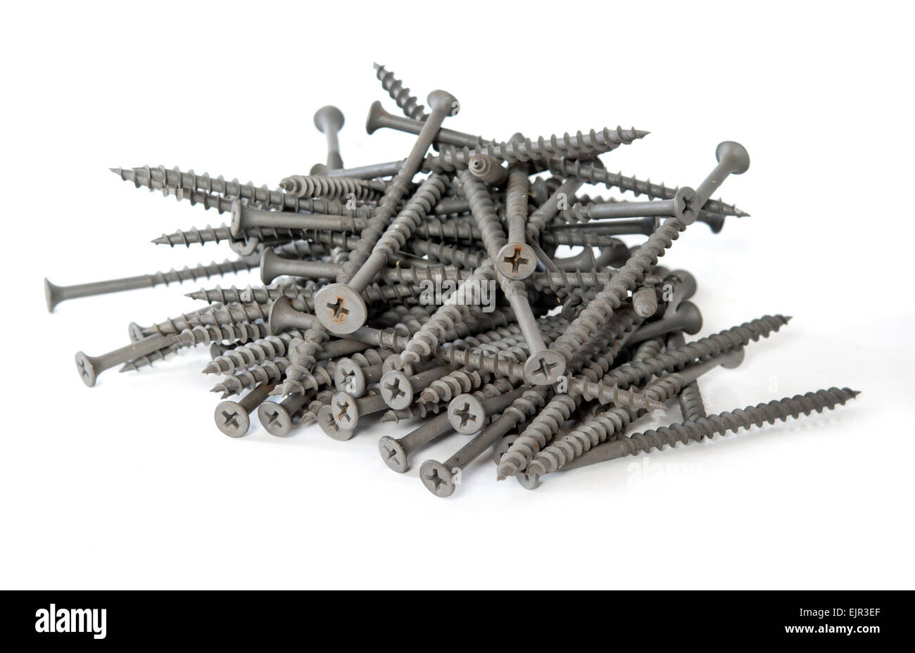 Black drywall screws isolated on white Stock Photo - Alamy