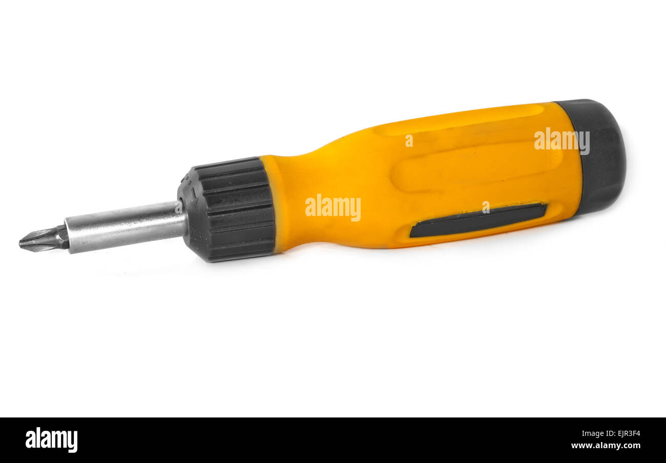yellow screwdriver isolated on white background Stock Photo - Alamy