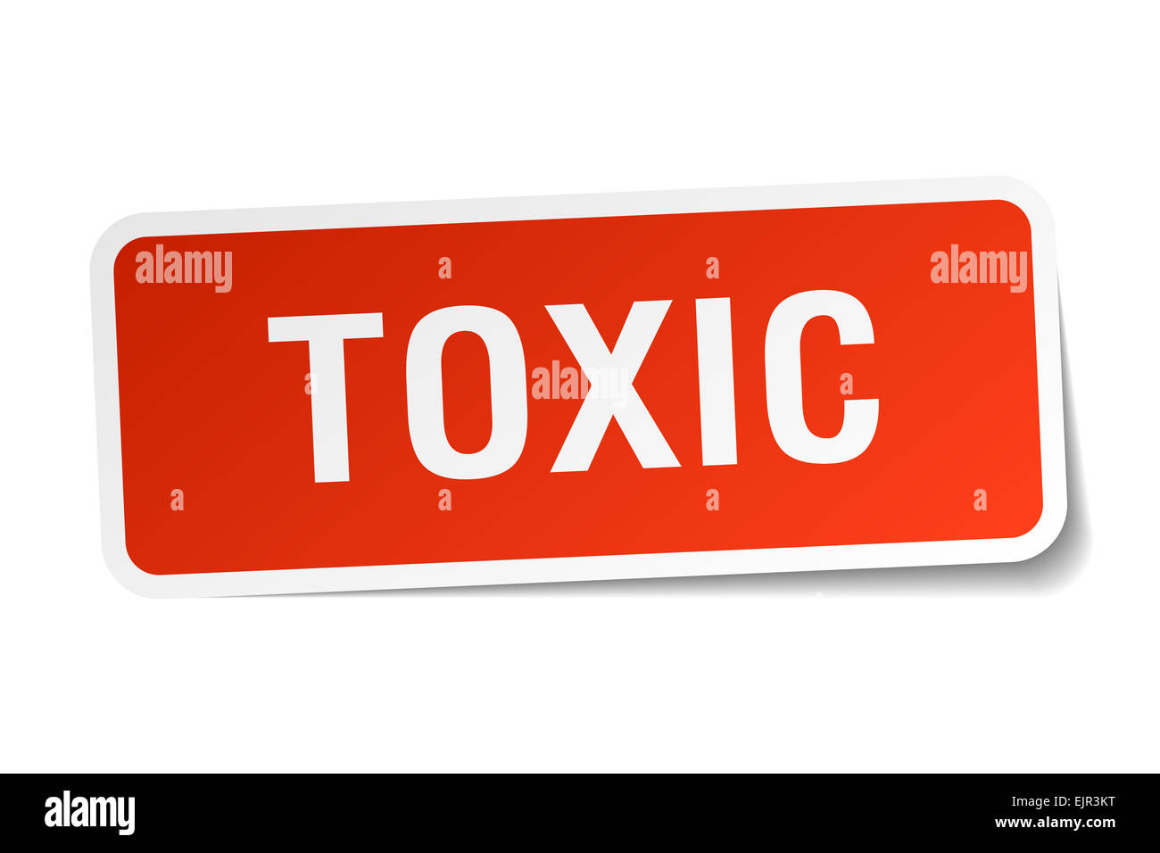 toxic red square sticker isolated on white Stock Photo - Alamy