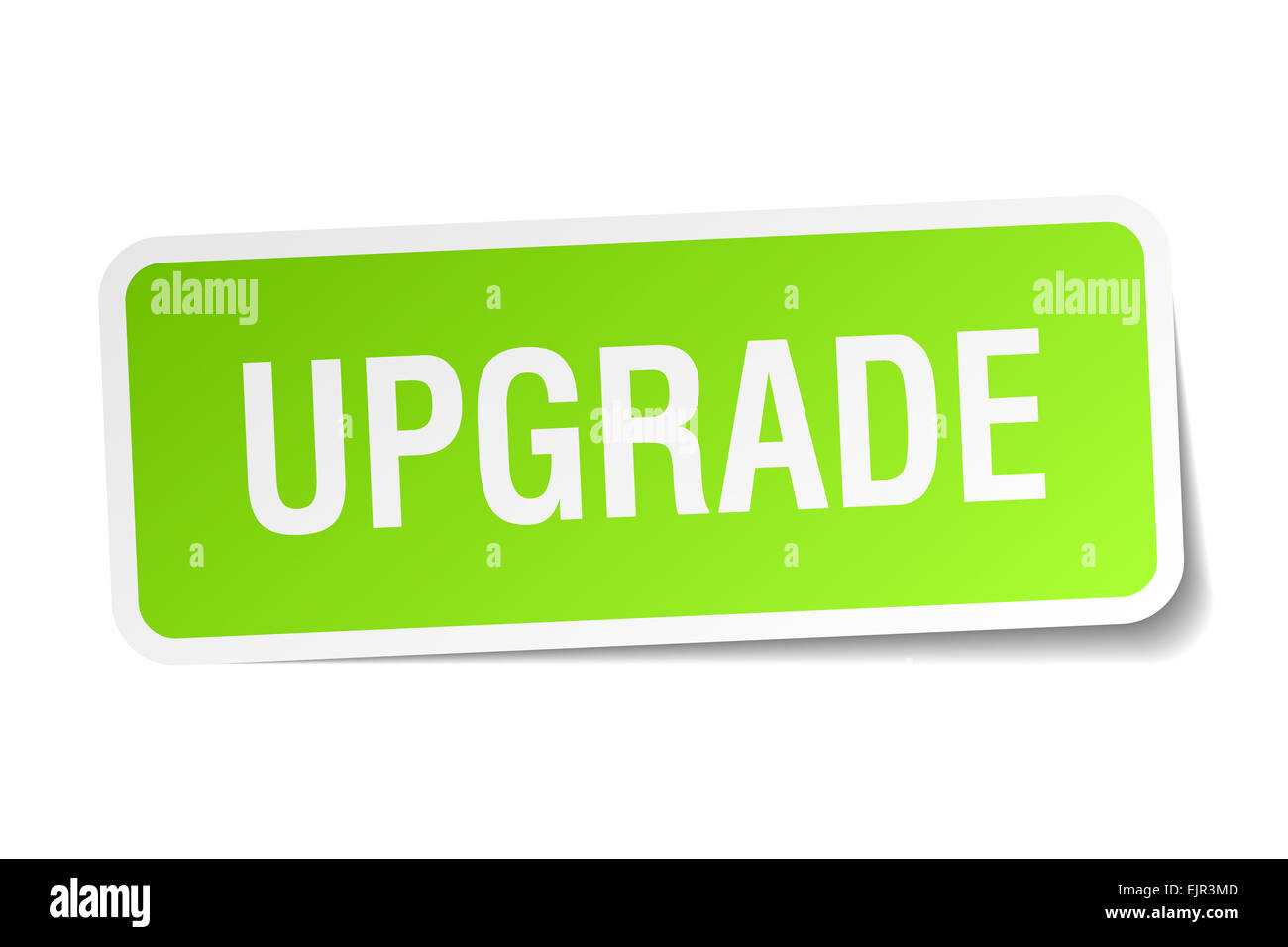 upgrade green square sticker on white background Stock Photo - Alamy