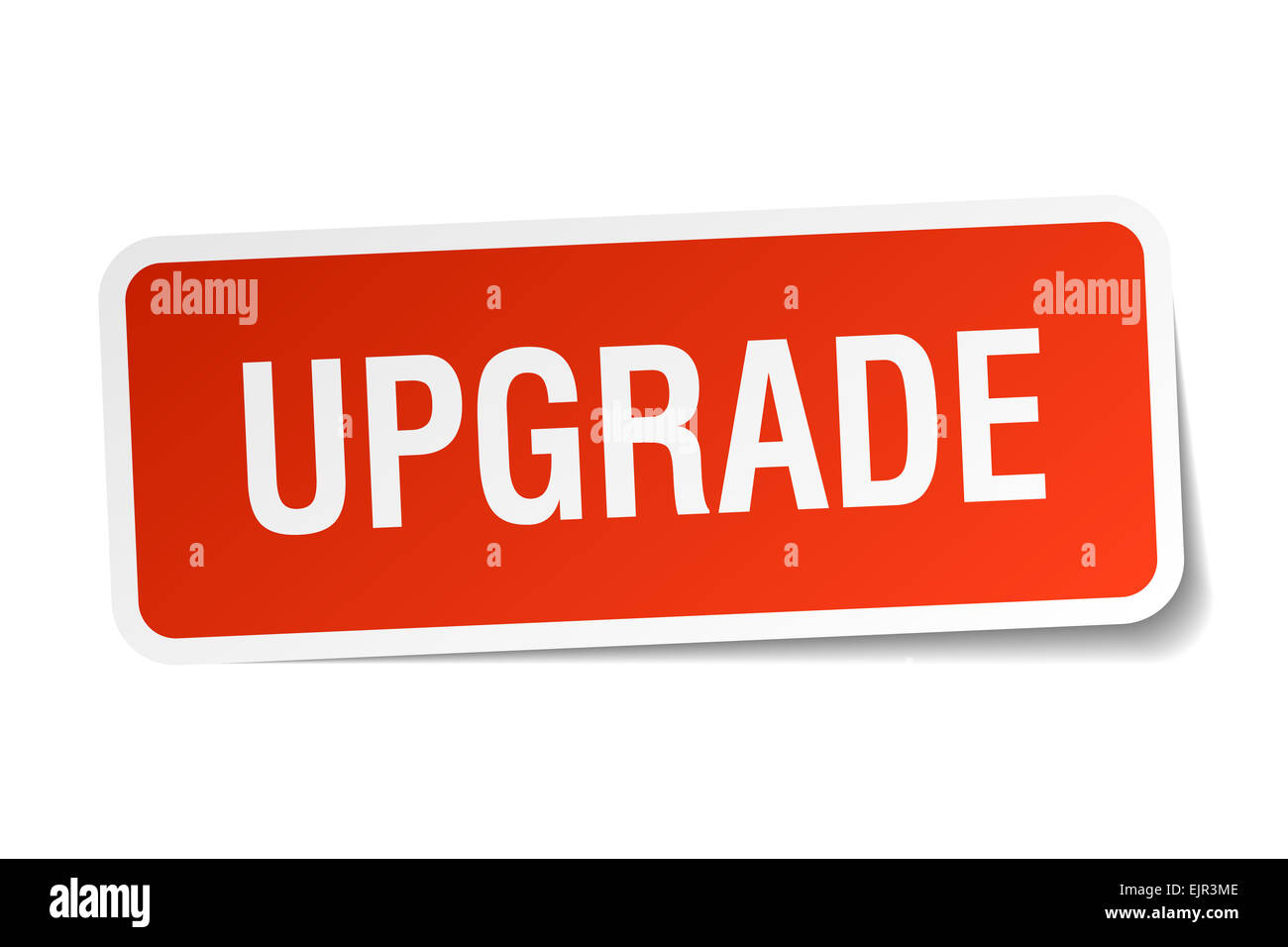 upgrade red square sticker isolated on white Stock Photo - Alamy