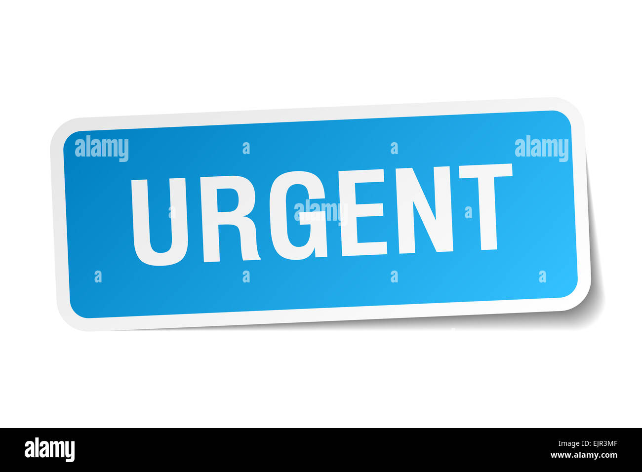urgent blue square sticker isolated on white Stock Photo - Alamy