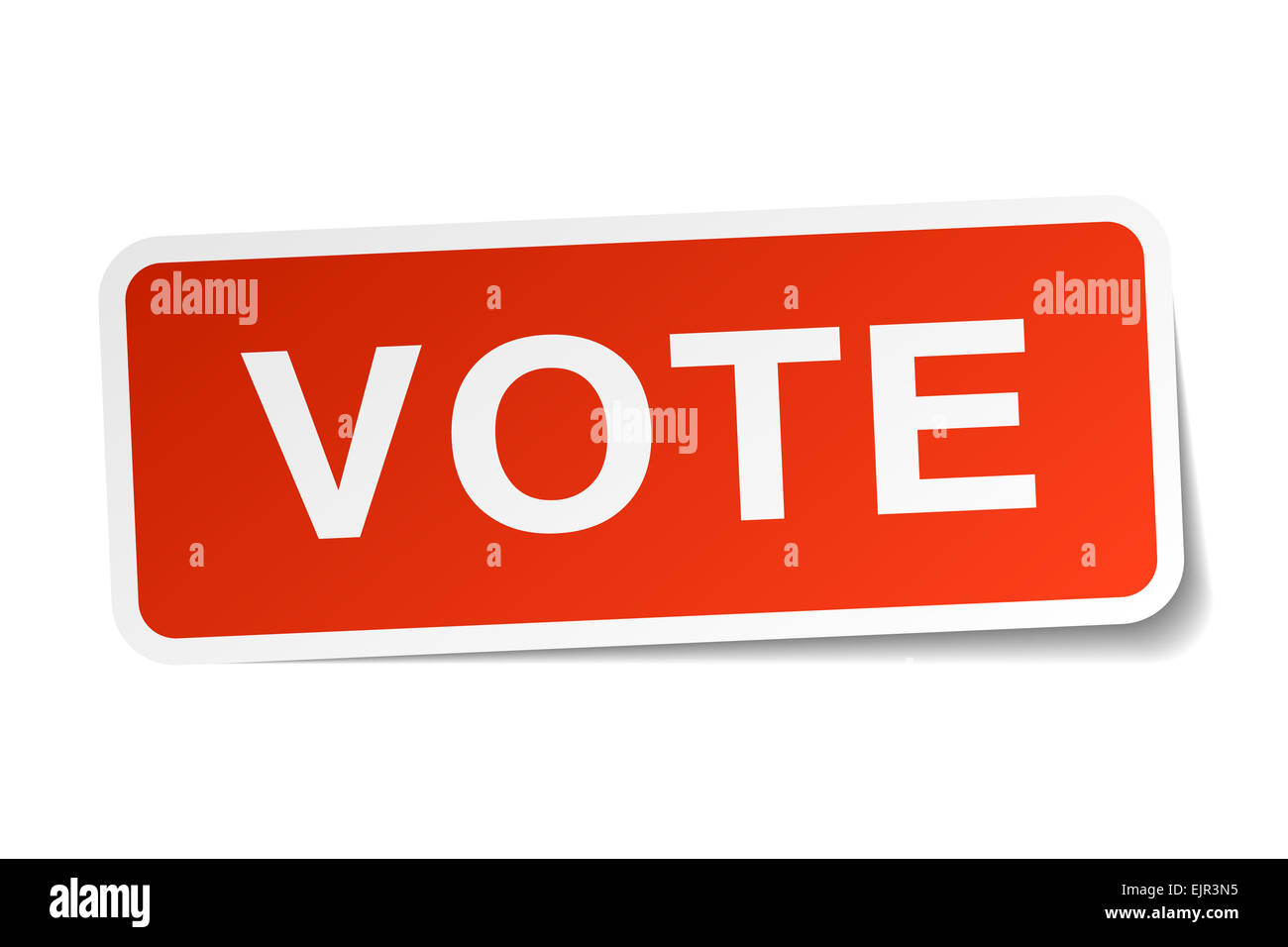 vote red square sticker isolated on white Stock Photo - Alamy