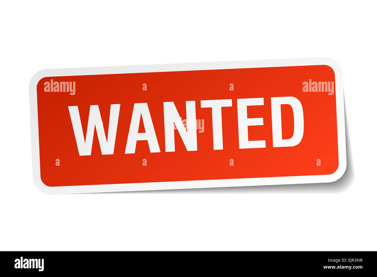 wanted red square sticker isolated on white Stock Photo - Alamy