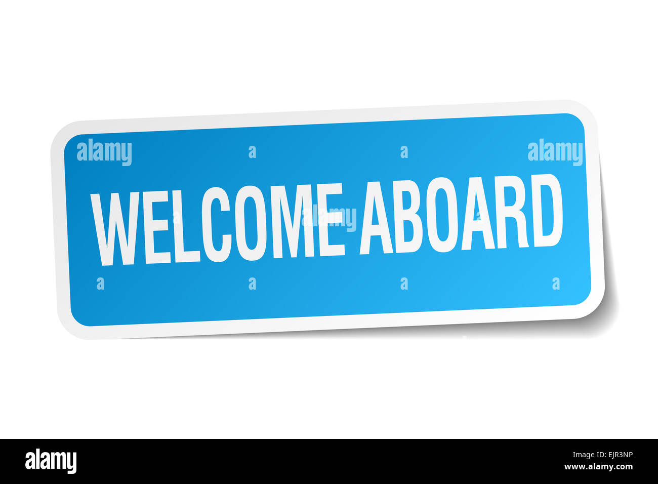 welcome aboard blue square sticker isolated on white Stock Photo - Alamy