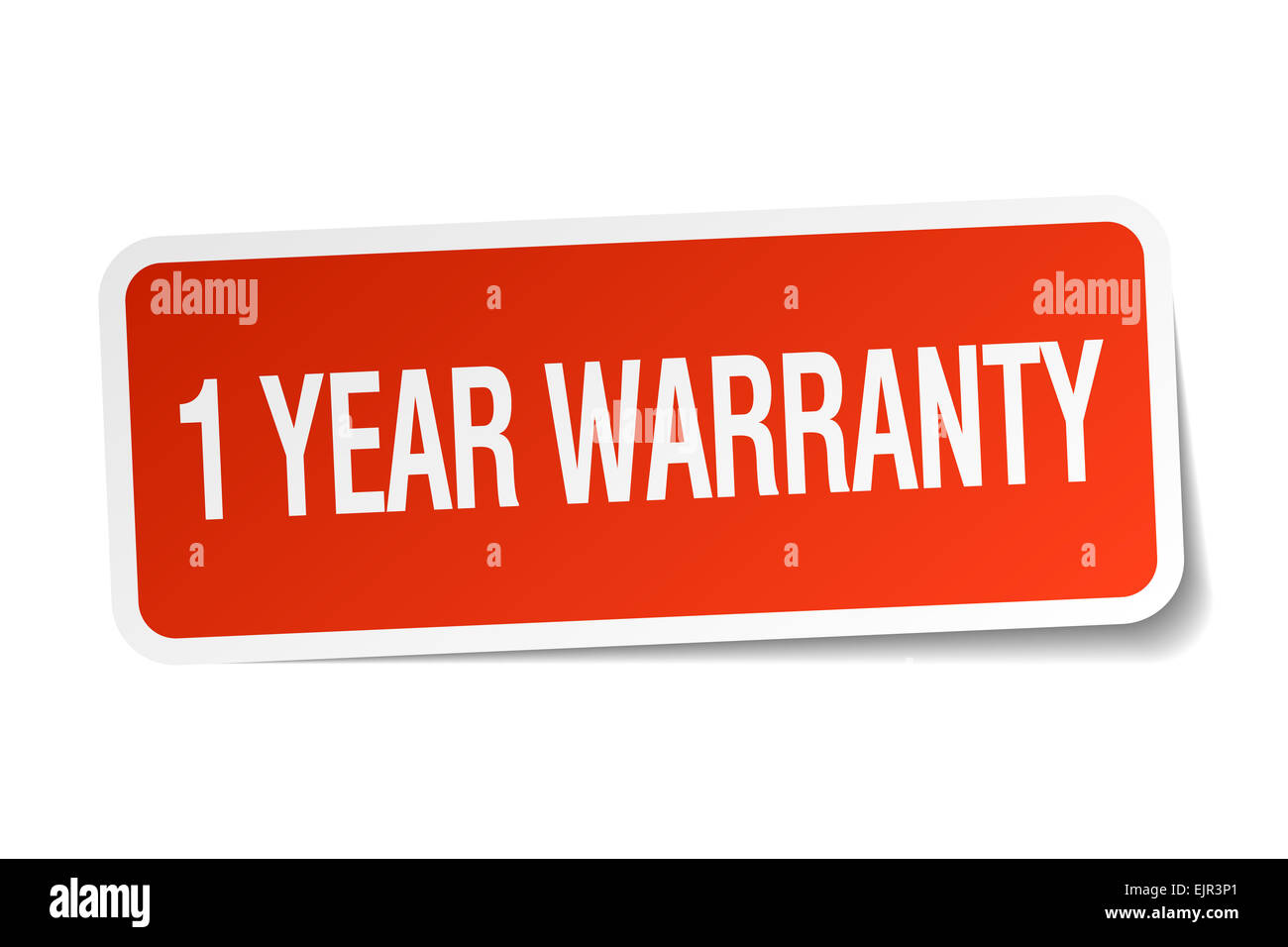 1 year warranty red square sticker isolated on white Stock Photo - Alamy