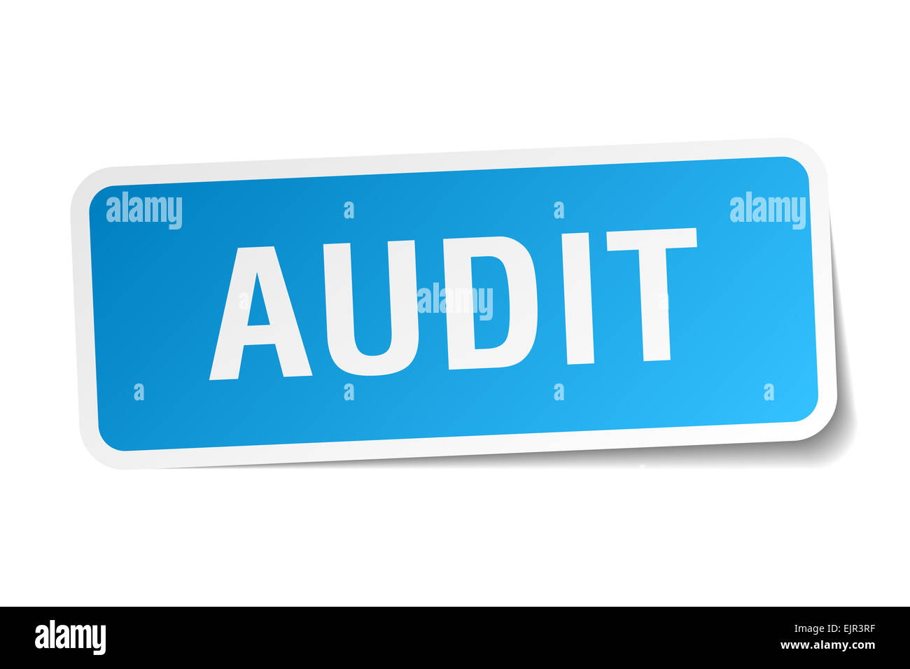 audit blue square sticker isolated on white Stock Photo - Alamy