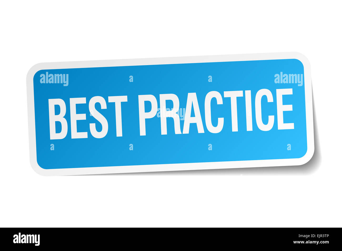 best practice blue square sticker isolated on white Stock Photo - Alamy