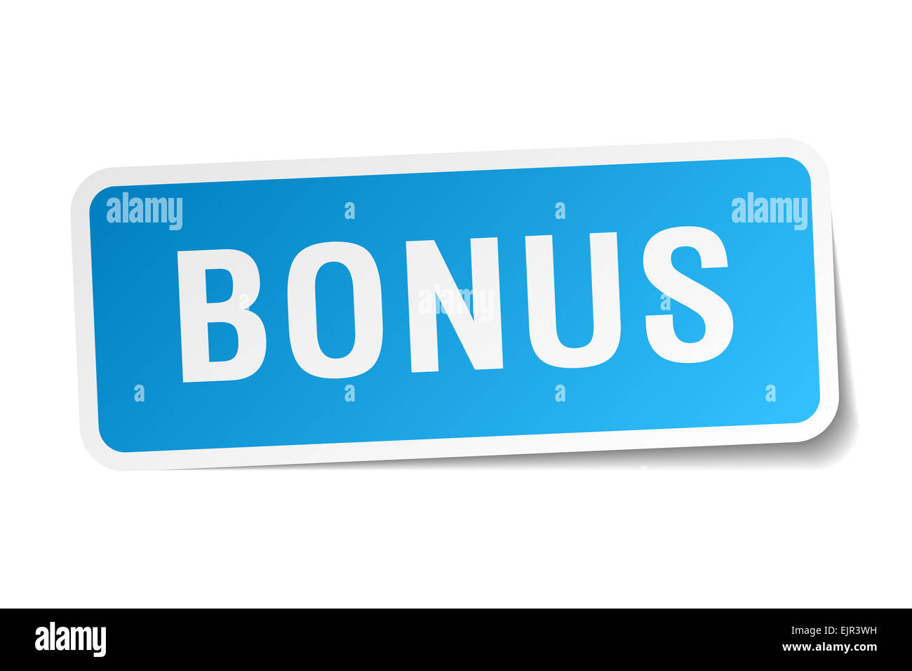 bonus blue square sticker isolated on white Stock Photo - Alamy