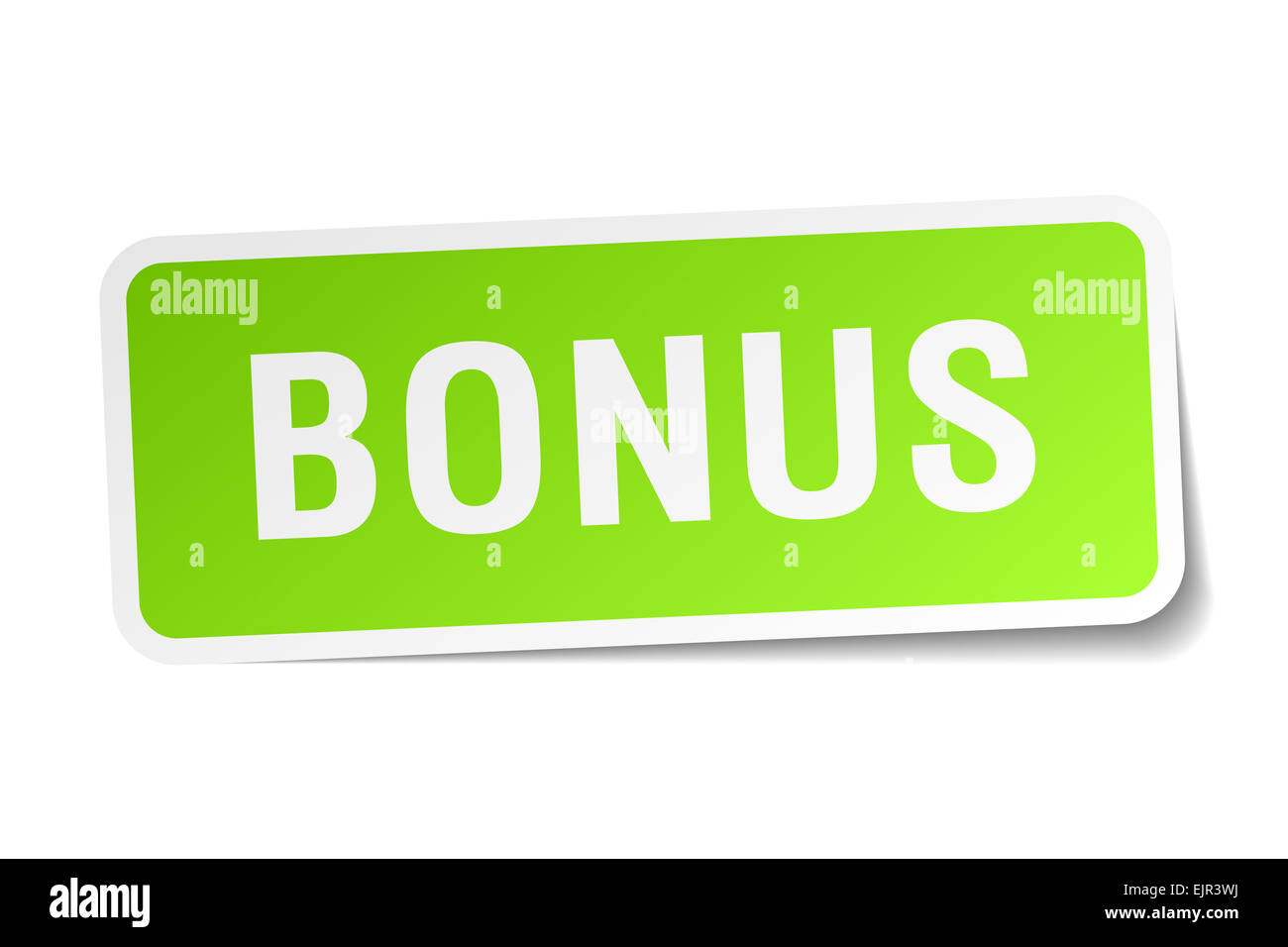 bonus green square sticker on white background Stock Photo - Alamy