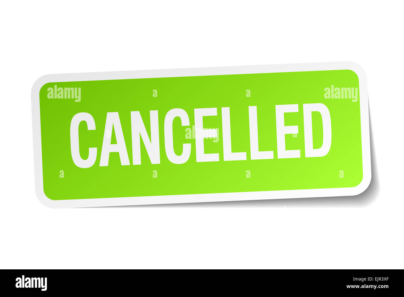 cancelled green square sticker on white background Stock Photo - Alamy
