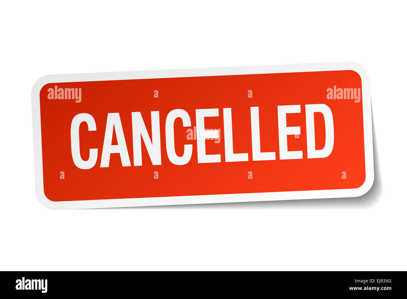cancelled red square sticker isolated on white Stock Photo - Alamy