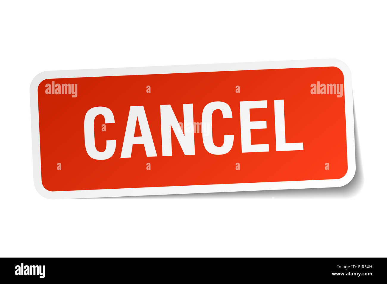 cancel red square sticker isolated on white Stock Photo - Alamy