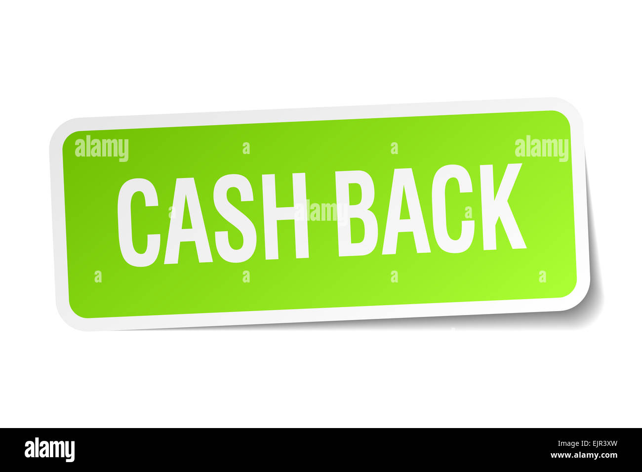 cash back green square sticker on white background Stock Photo - Alamy