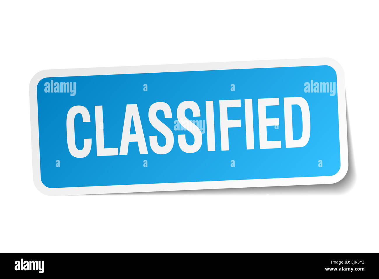 classified blue square sticker isolated on white Stock Photo - Alamy