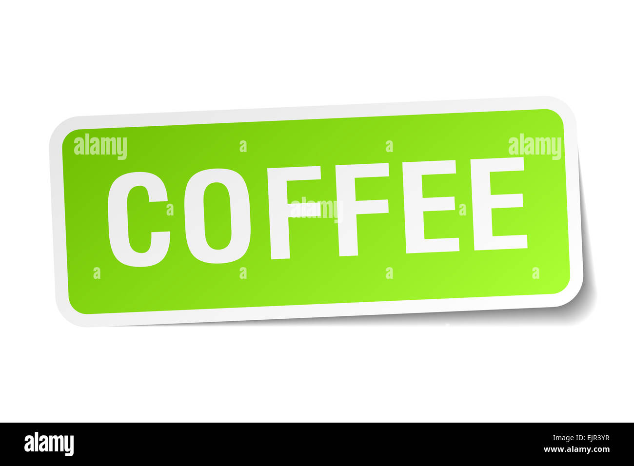 coffee green square sticker on white background Stock Photo - Alamy