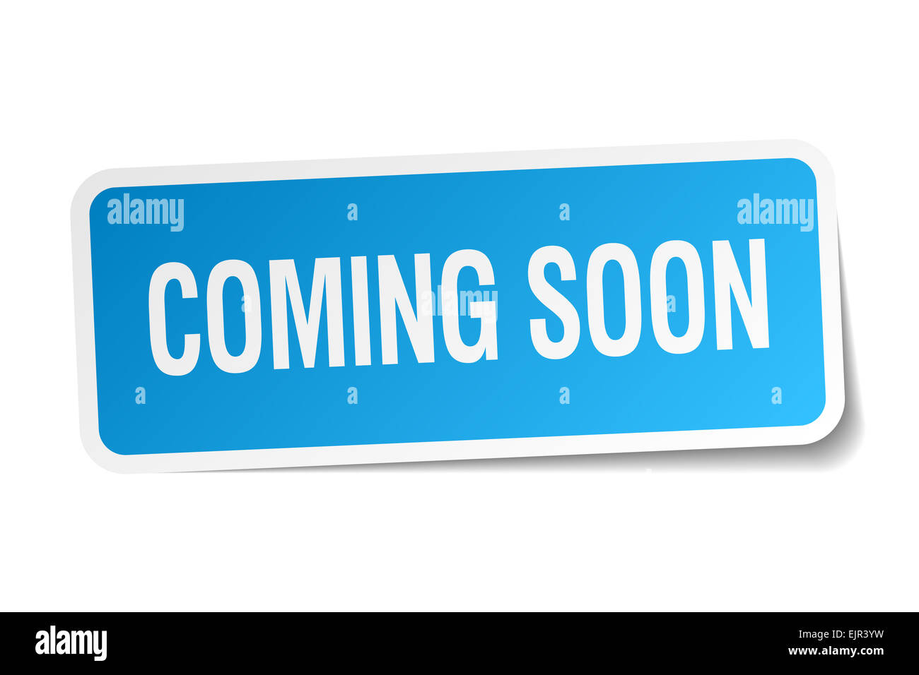coming soon blue square sticker isolated on white Stock Photo - Alamy