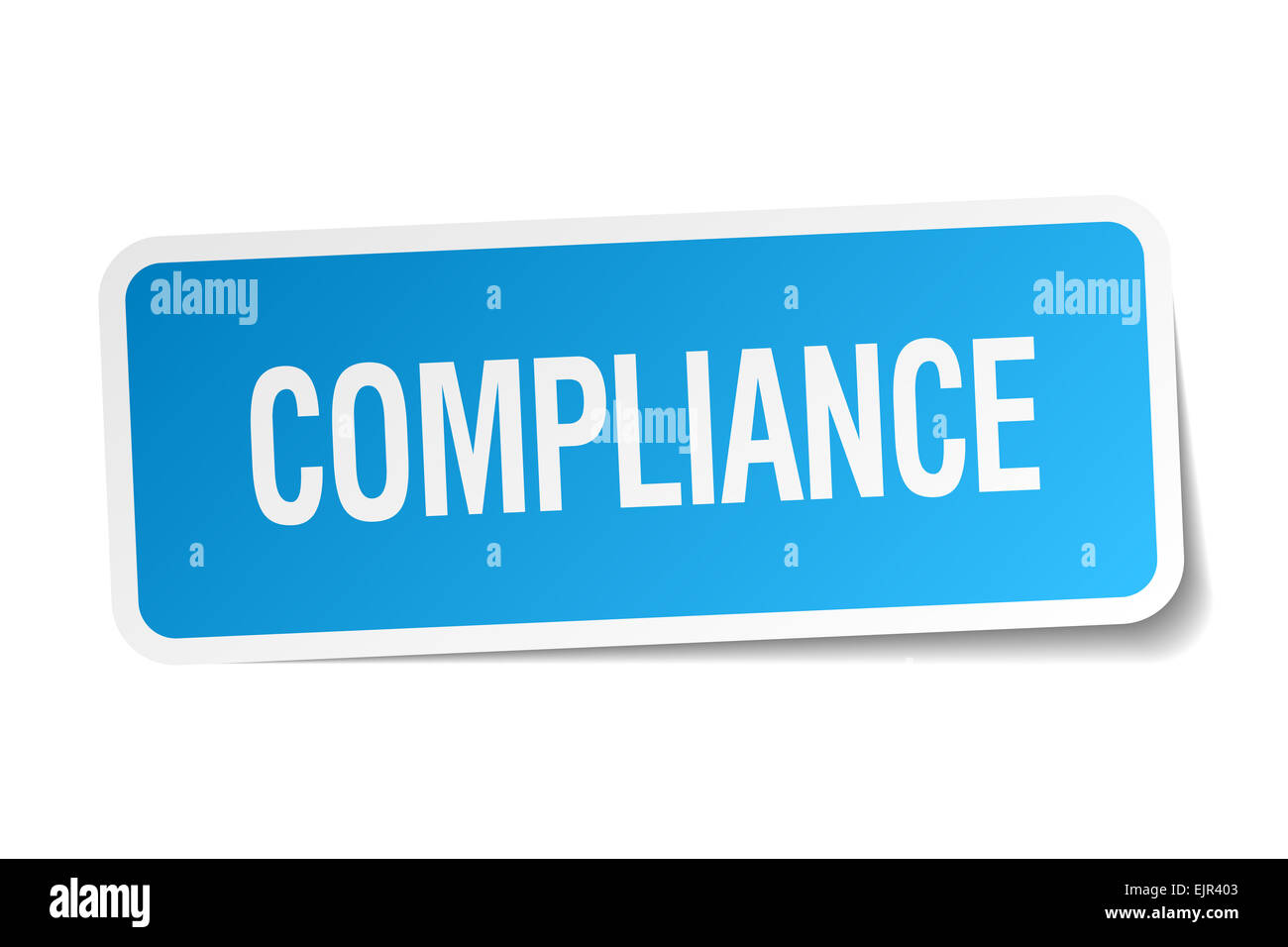 compliance blue square sticker isolated on white Stock Photo - Alamy