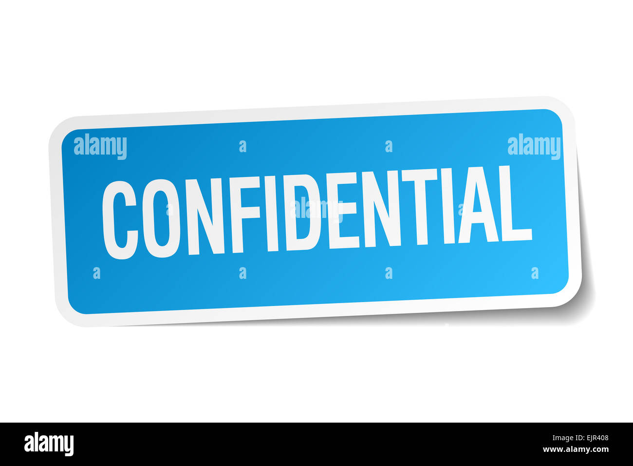 confidential blue square sticker isolated on white Stock Photo - Alamy