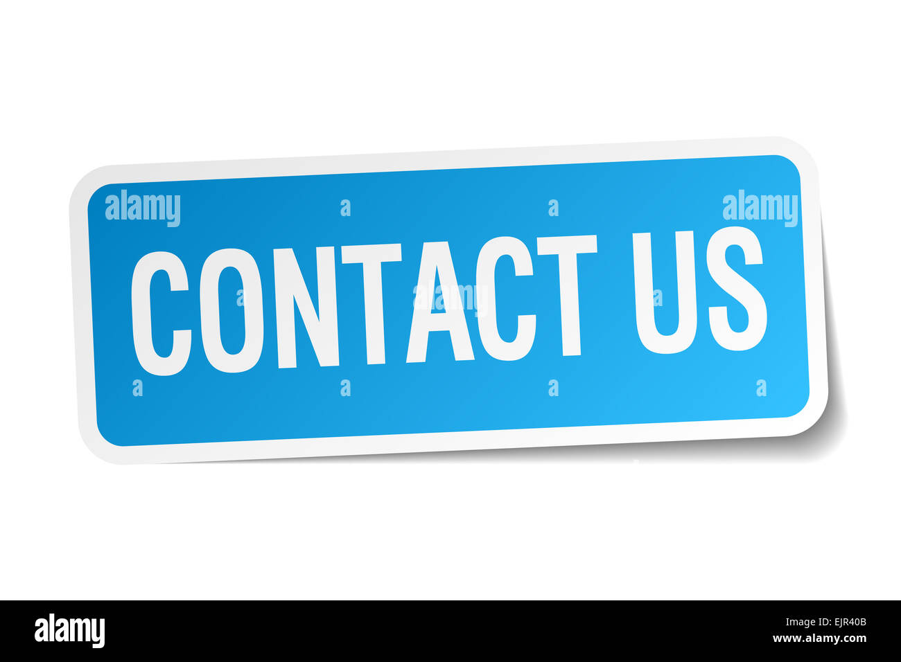 contact us blue square sticker isolated on white Stock Photo - Alamy