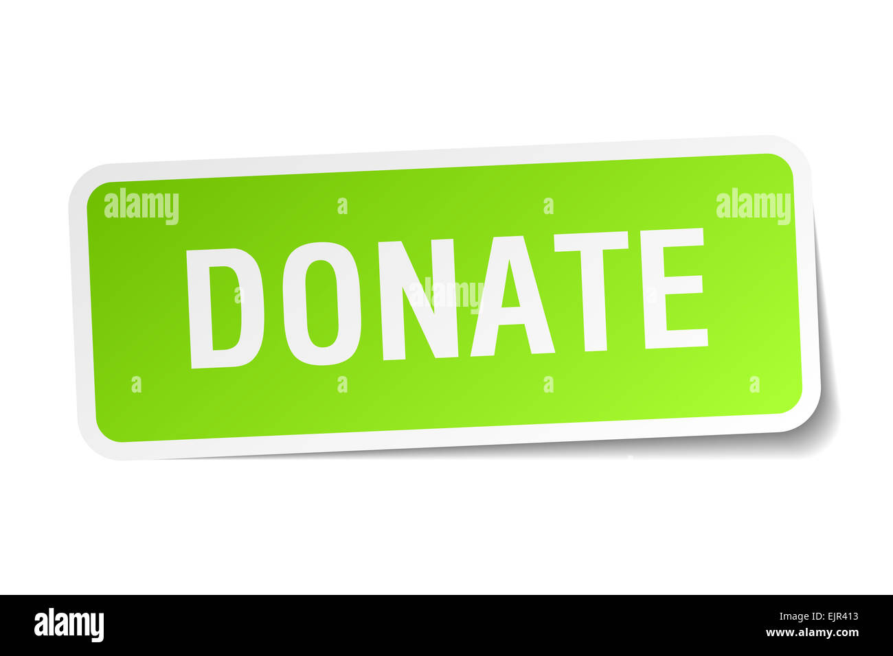 donate green square sticker on white background Stock Photo - Alamy