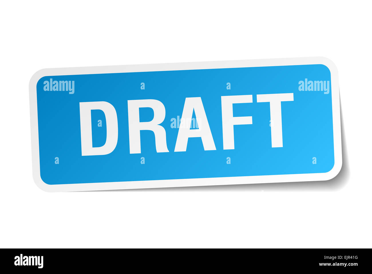 draft blue square sticker isolated on white Stock Photo - Alamy