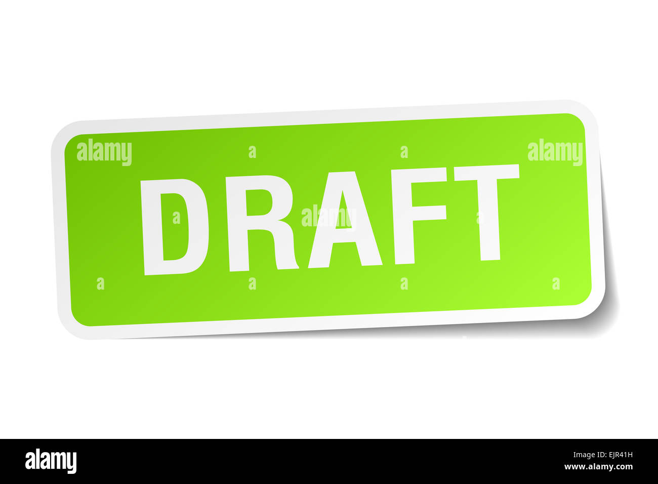draft green square sticker on white background Stock Photo - Alamy