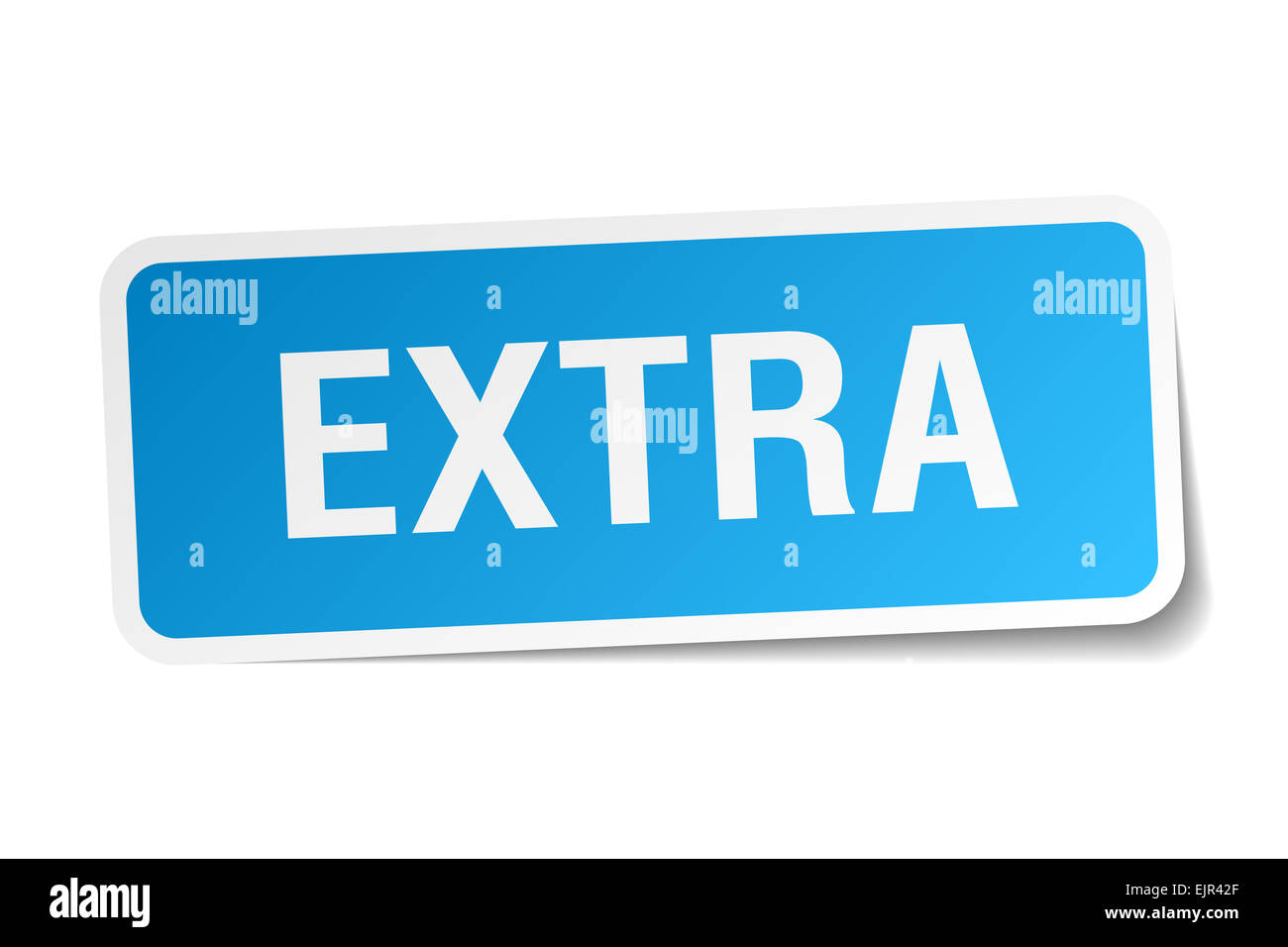 extra blue square sticker isolated on white Stock Photo - Alamy
