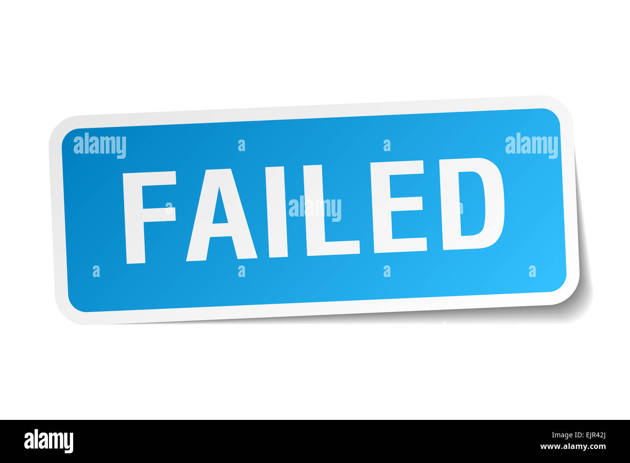 failed blue square sticker isolated on white Stock Photo - Alamy
