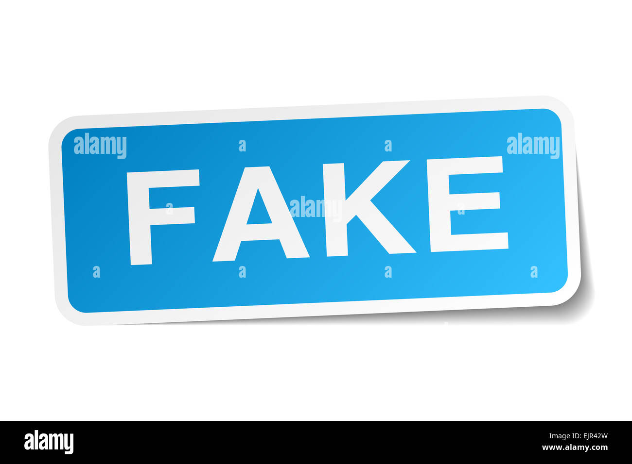 fake blue square sticker isolated on white Stock Photo - Alamy