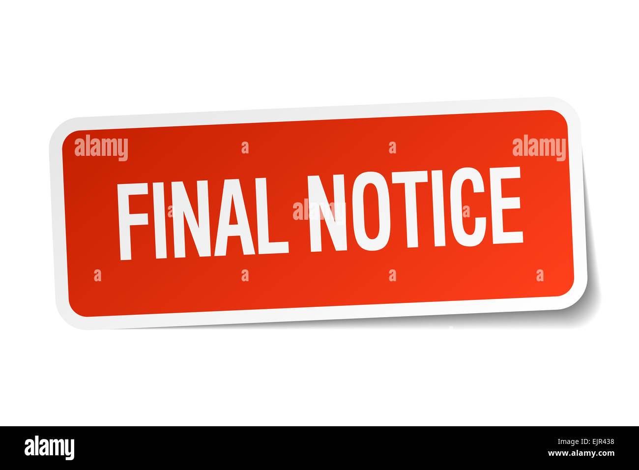 final notice red square sticker isolated on white Stock Photo - Alamy