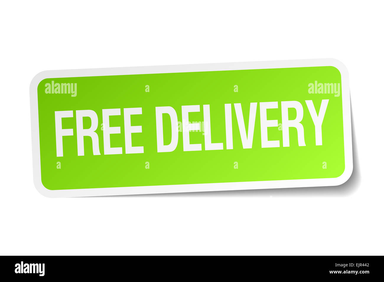 free delivery green square sticker on white background Stock Photo - Alamy