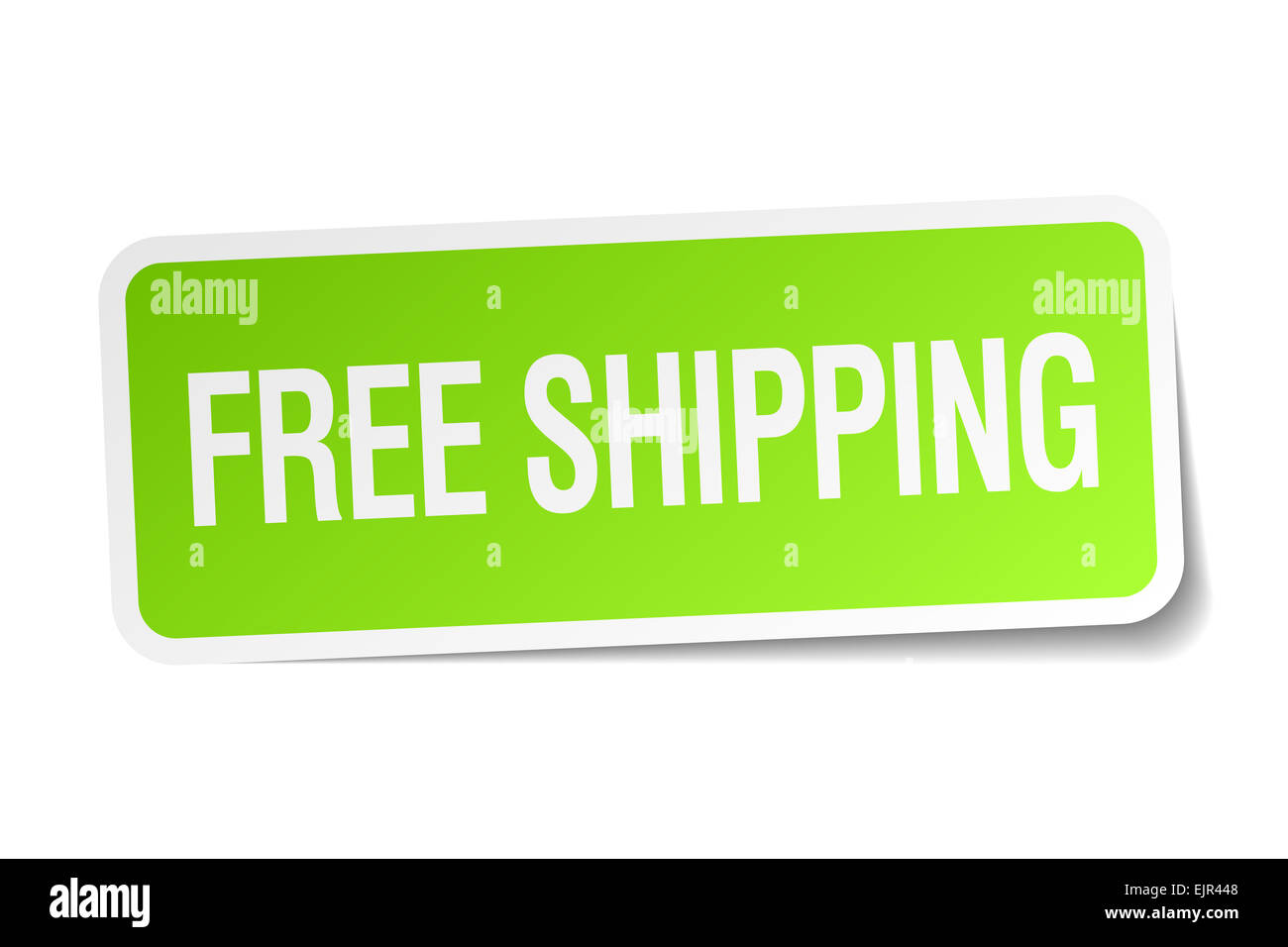 free shipping green square sticker on white background Stock Photo - Alamy