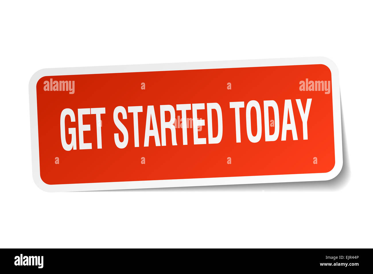 get started today red square sticker isolated on white Stock Photo - Alamy