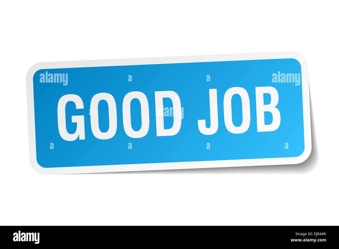 good job blue square sticker isolated on white Stock Photo - Alamy