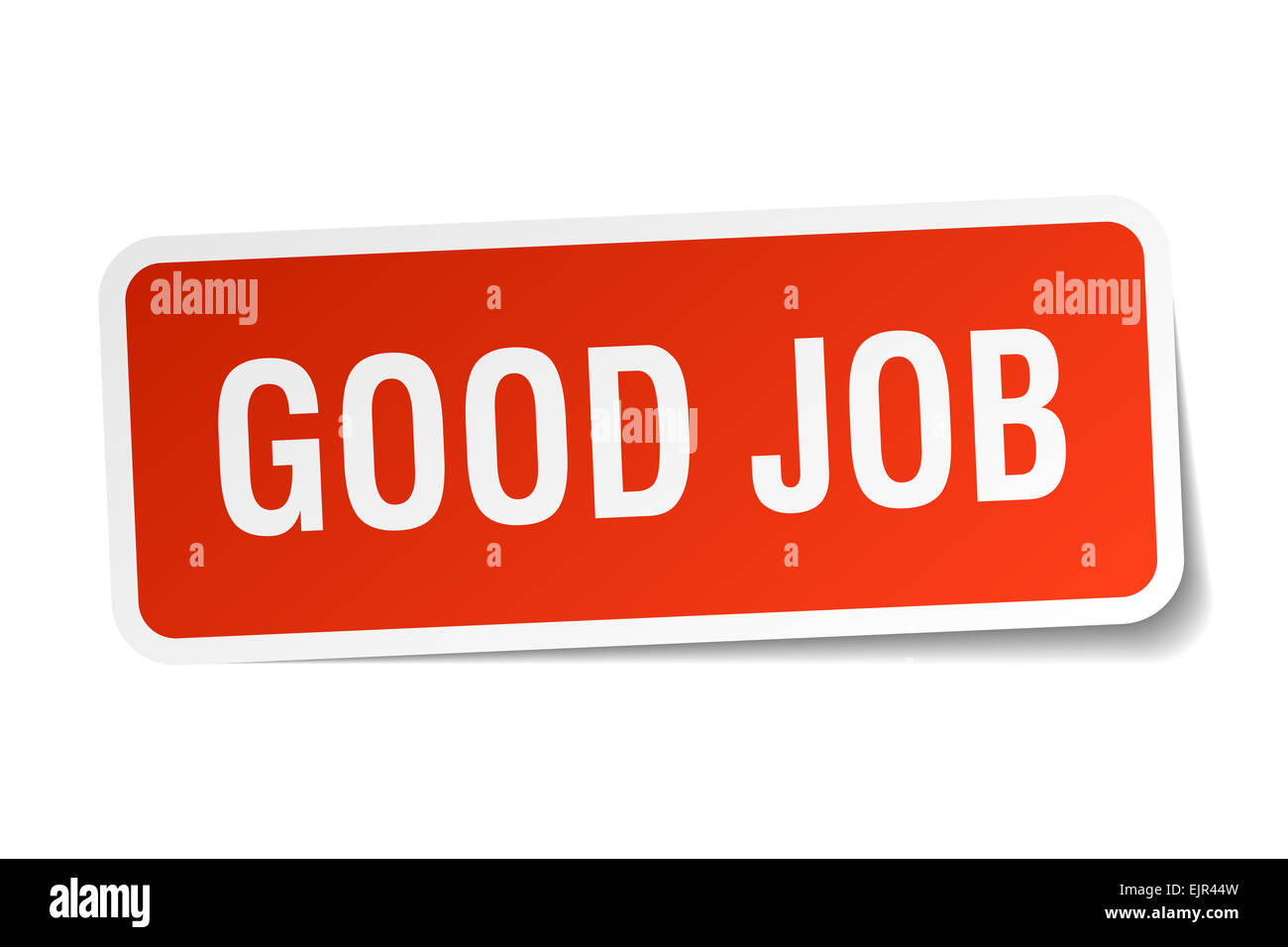 good job red square sticker isolated on white Stock Photo - Alamy