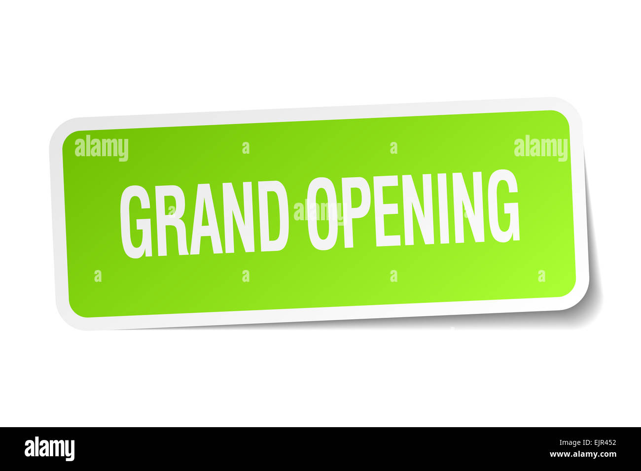 grand opening green square sticker on white background Stock Photo - Alamy