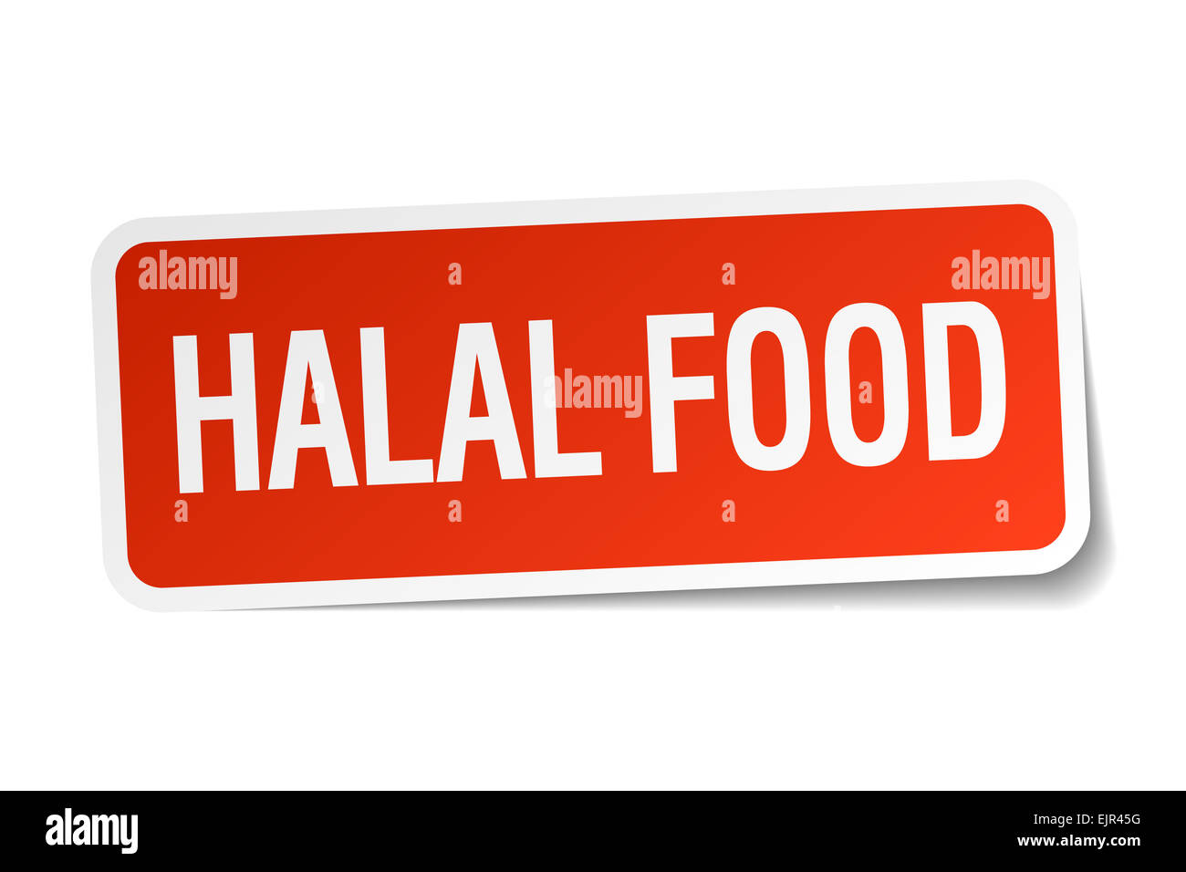 halal food red square sticker isolated on white Stock Photo - Alamy