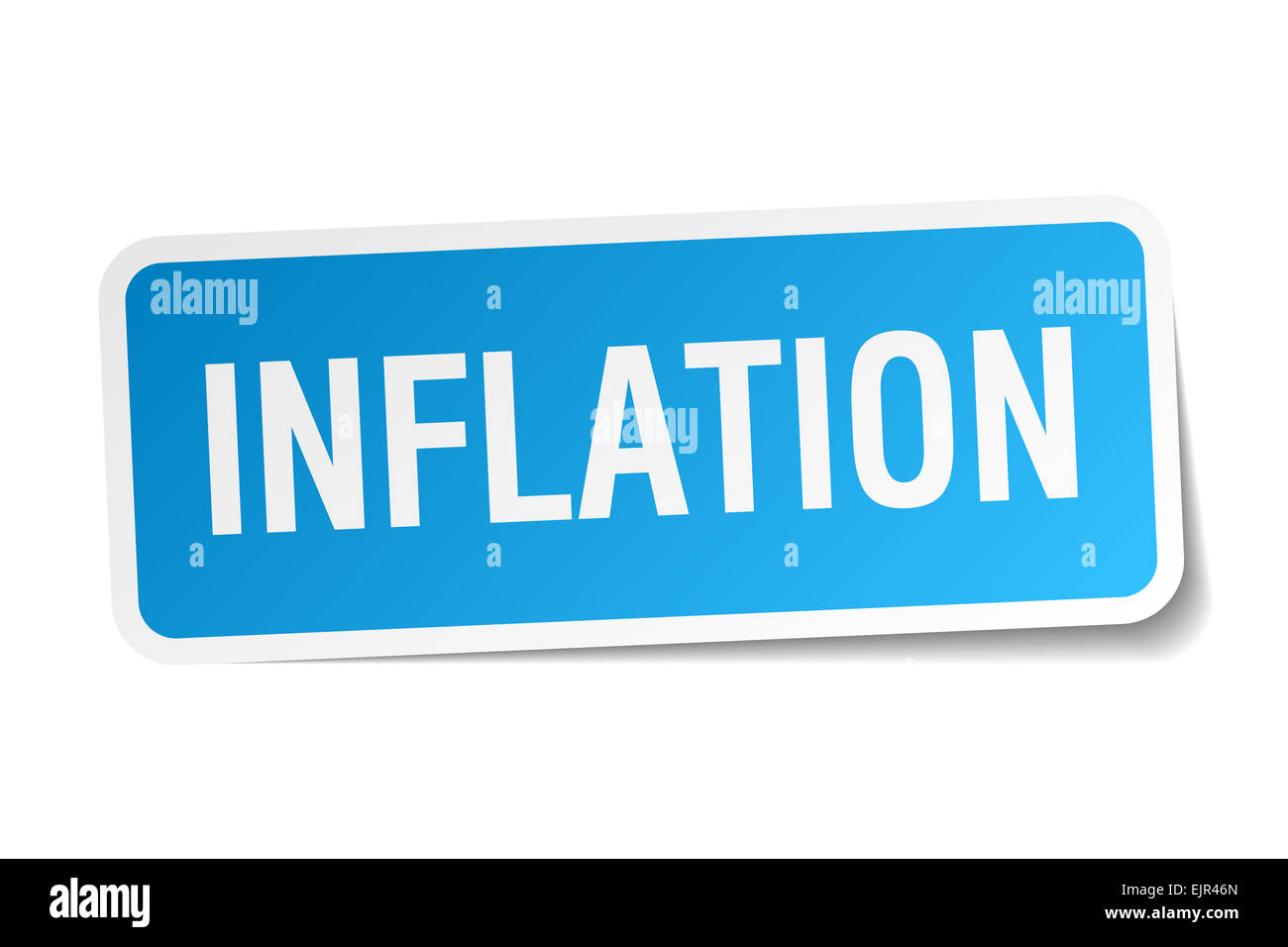 inflation blue square sticker isolated on white Stock Photo - Alamy