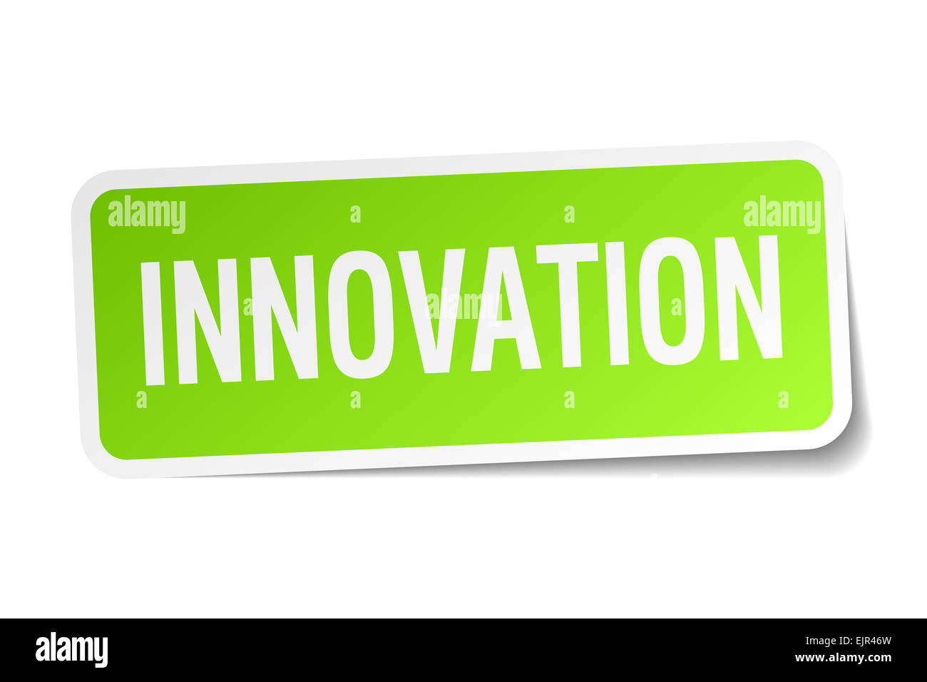 innovation green square sticker on white background Stock Photo - Alamy