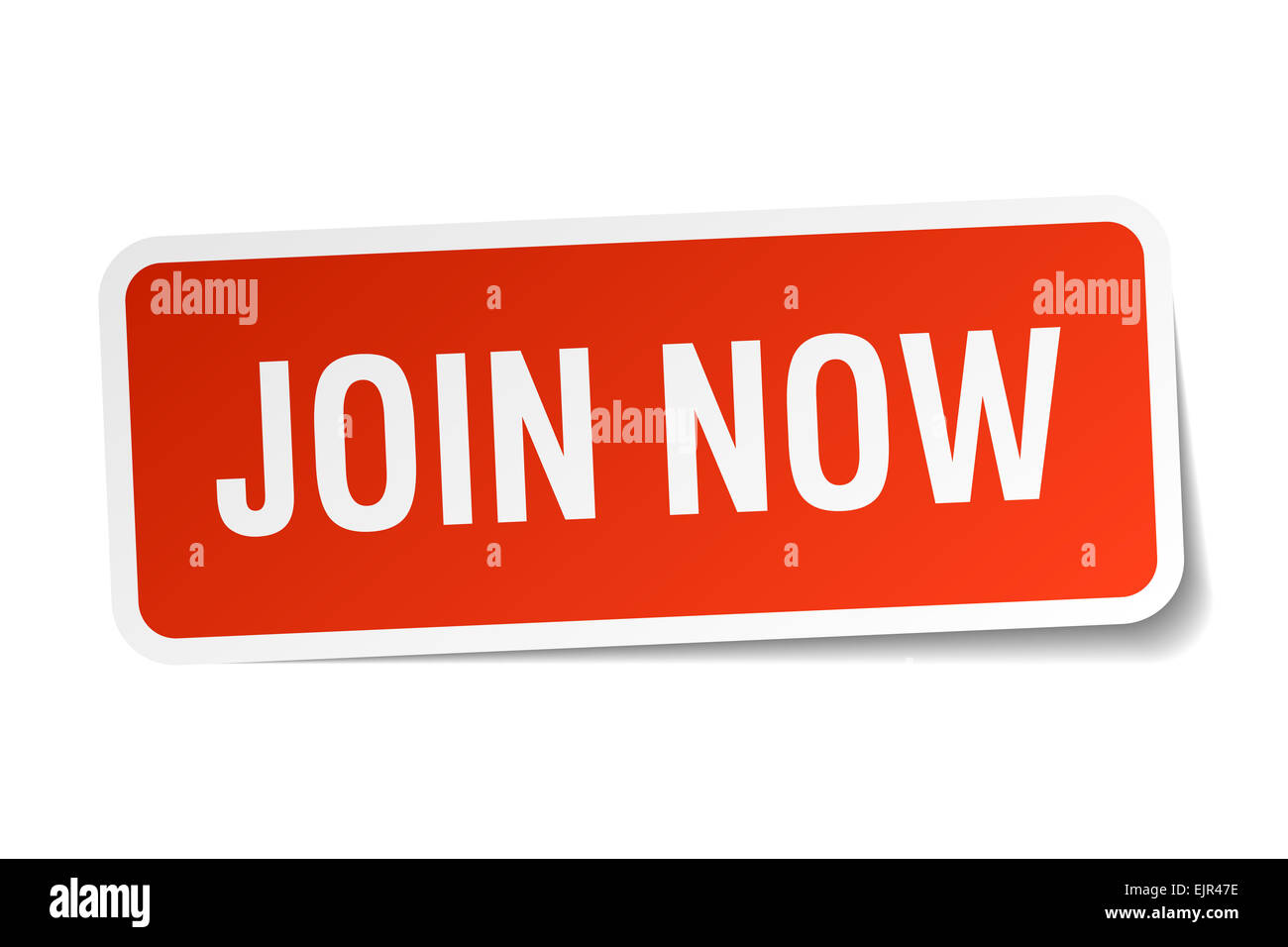 join now red square sticker isolated on white Stock Photo - Alamy