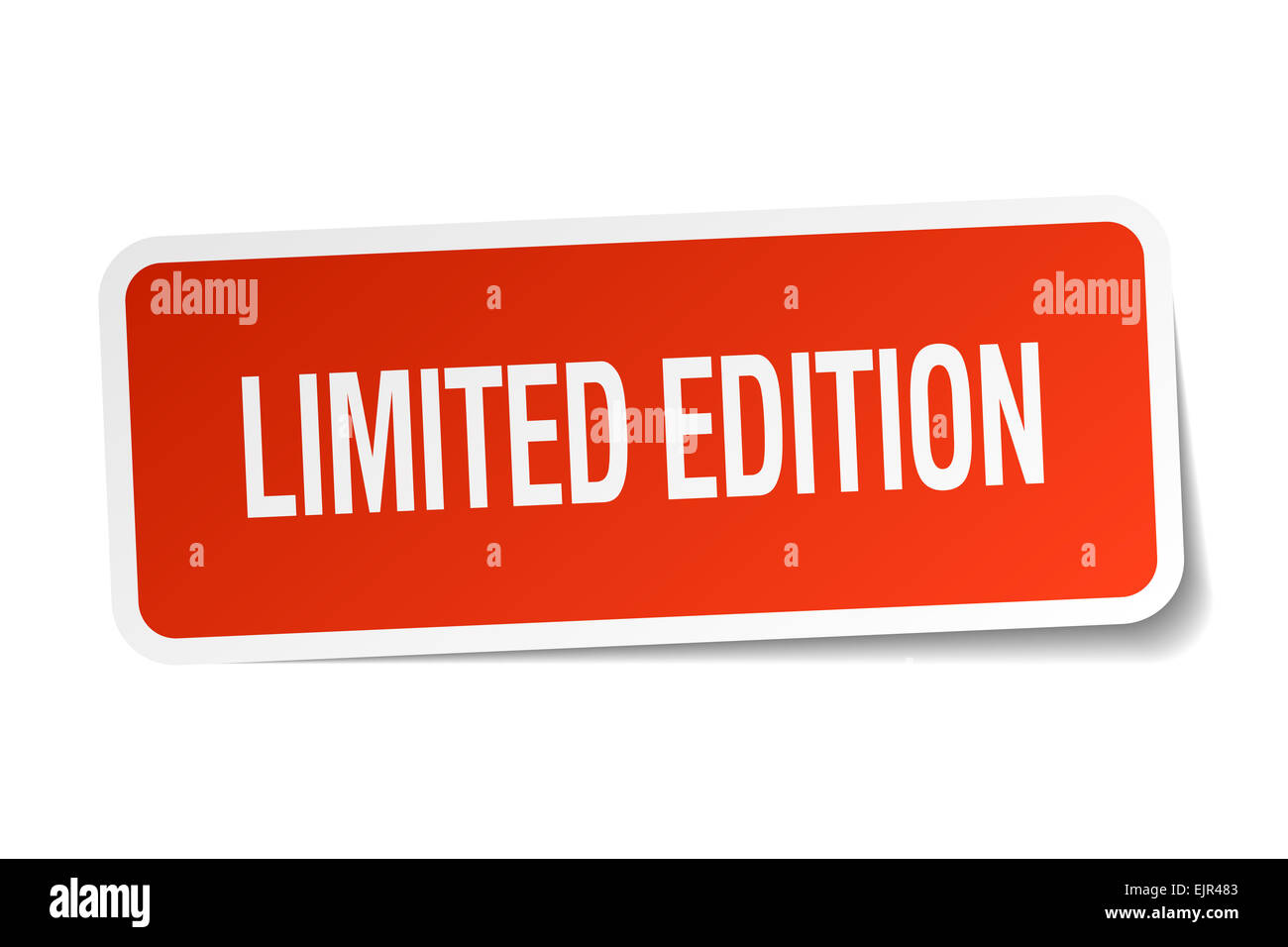 limited edition red square sticker isolated on white Stock Photo - Alamy