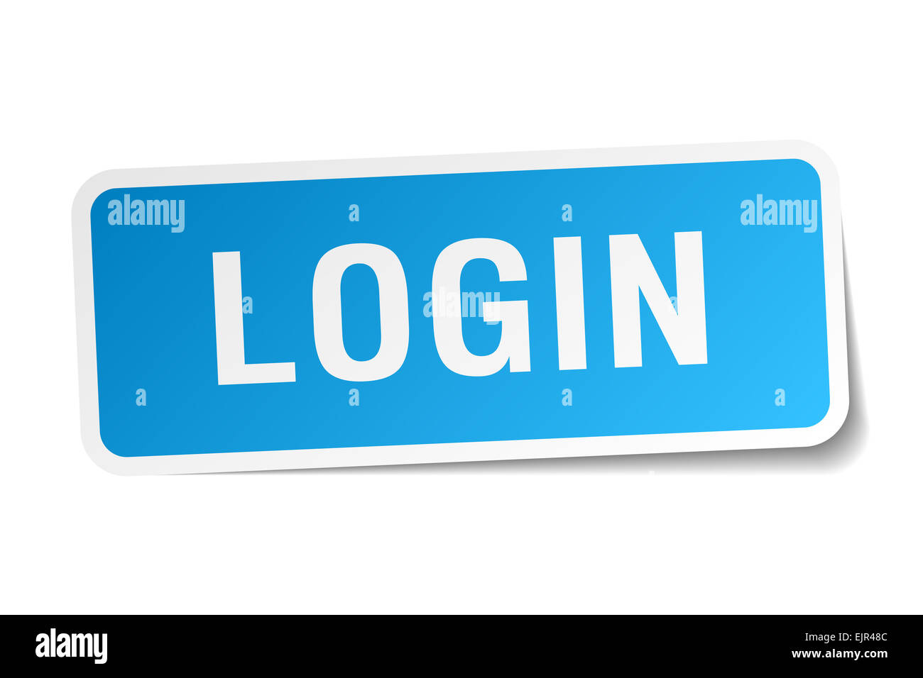 login blue square sticker isolated on white Stock Photo - Alamy